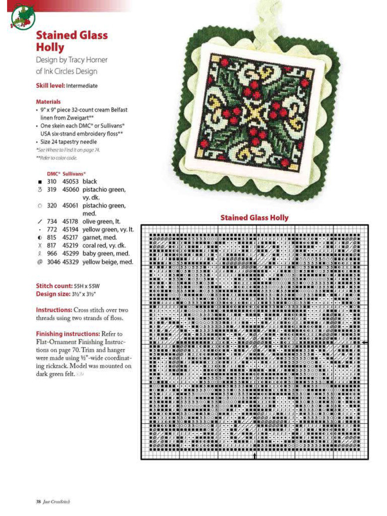 Holly Cross Stitch Pattern | PDF