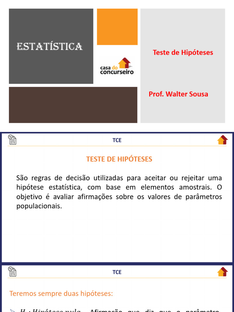 Teste de Hipóteses em Estatística | PDF | Teste T de Student ...