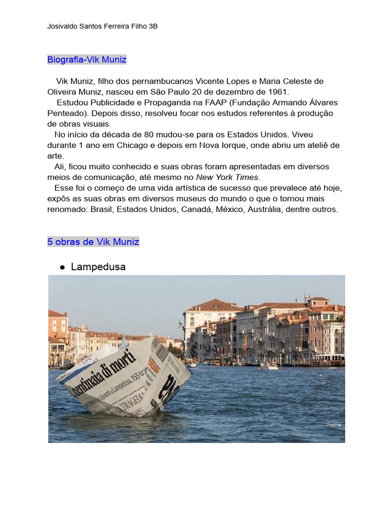Biografia-Vik Muniz | PDF