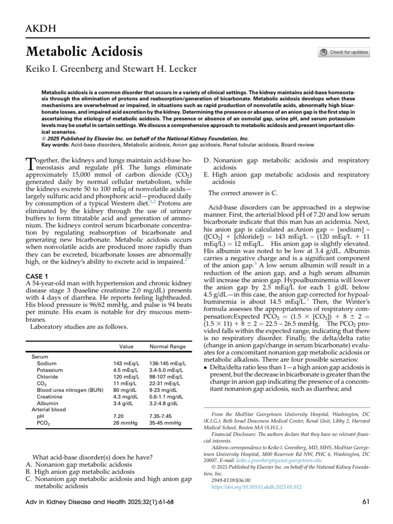 Understanding Metabolic Acidosis Causes | PDF | Kidney