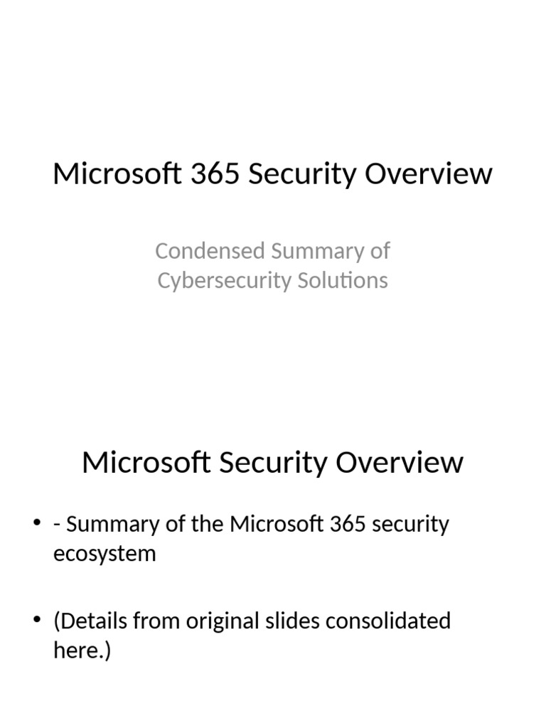 Microsoft 365 Security Solutions Overview | PDF