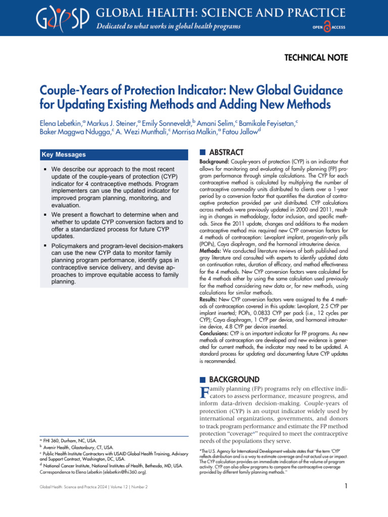 Updating Couple Years of Proteccion Indicator | PDF | Birth Control ...