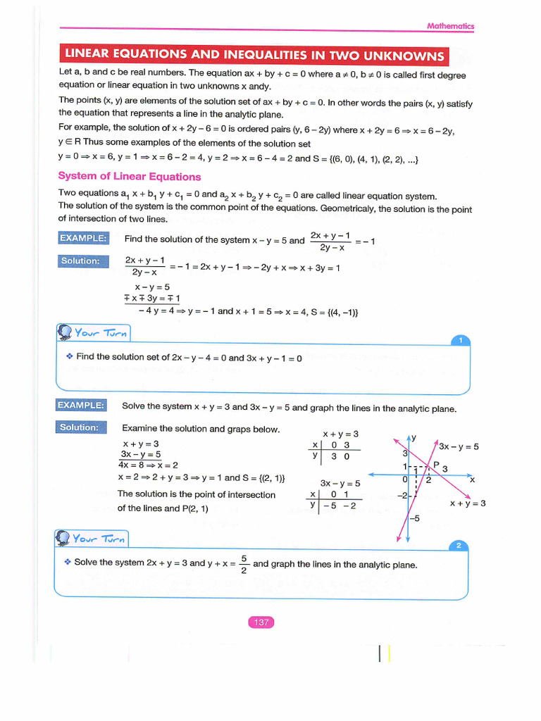 9th_grade_Farklı Yayıncılık_5_linear_eq_inequalities_two_unkowns | PDF