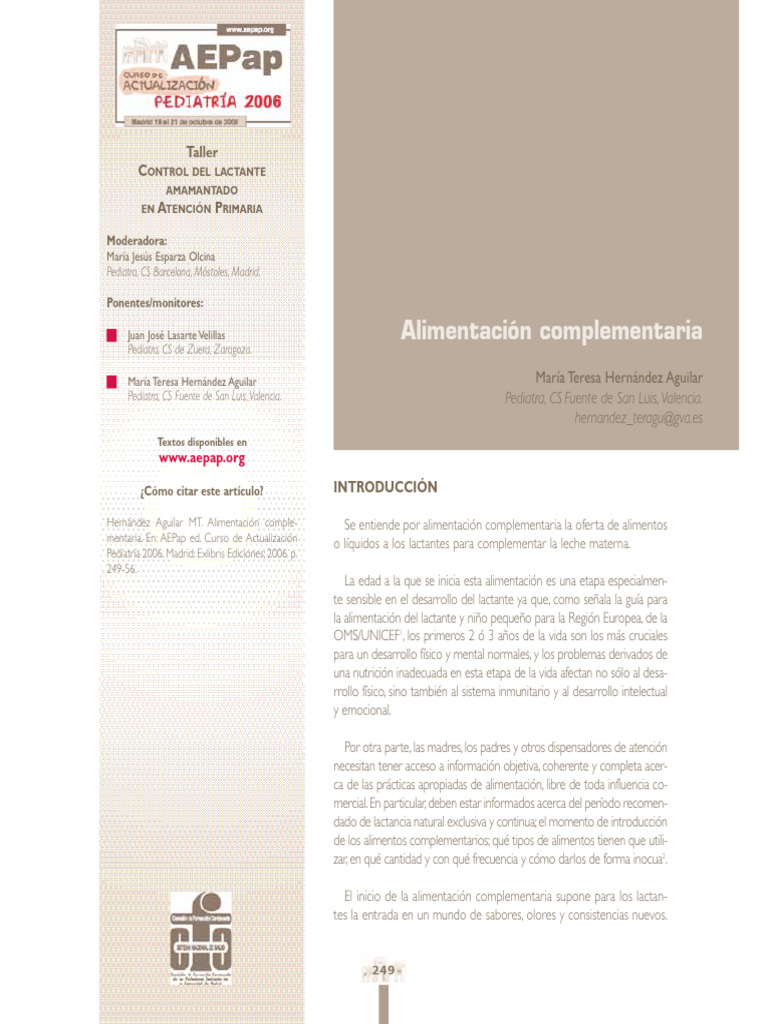 Complementaria AEP | PDF | Amamantamiento | Dieta