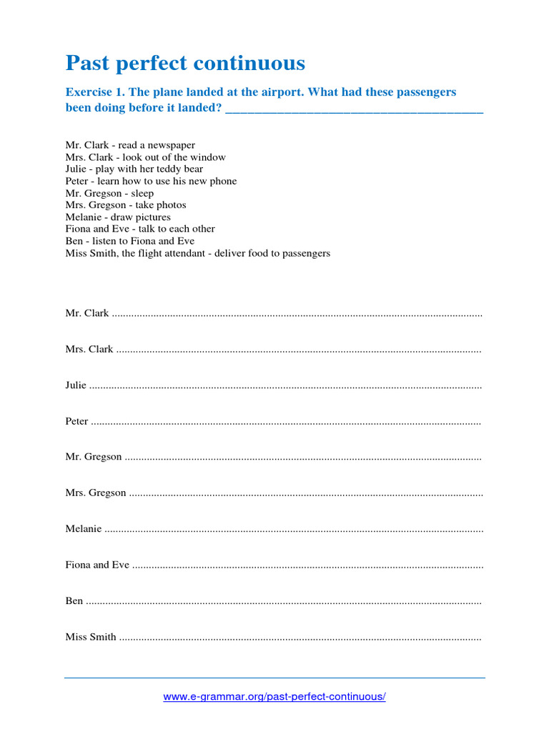 Past Perfect Continuous Exercise 1 | PDF