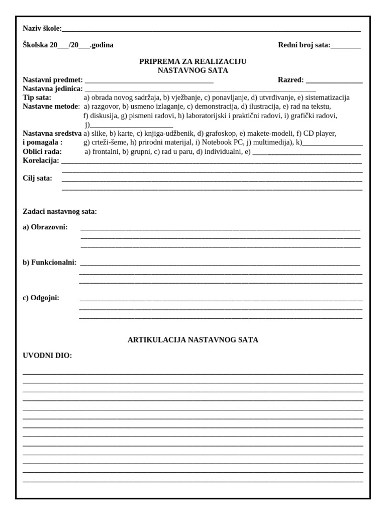 Priprema Obrazac | PDF