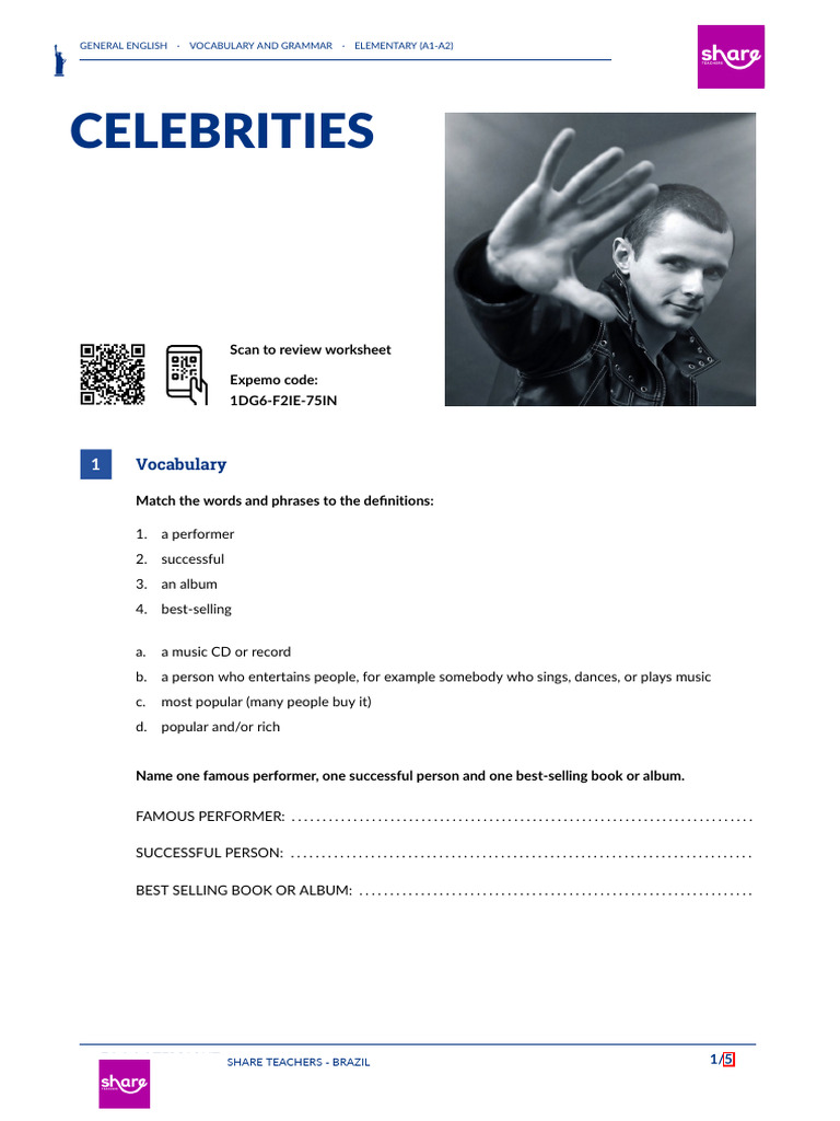 Celebrities-American-English-Teacher 2 | PDF | Michael Jackson ...