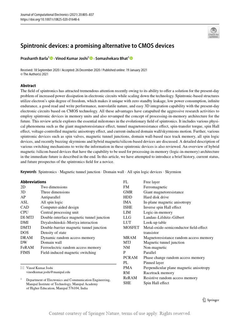 Spintronic Devices A Promising Alternative To CMOS | PDF | Computer ...