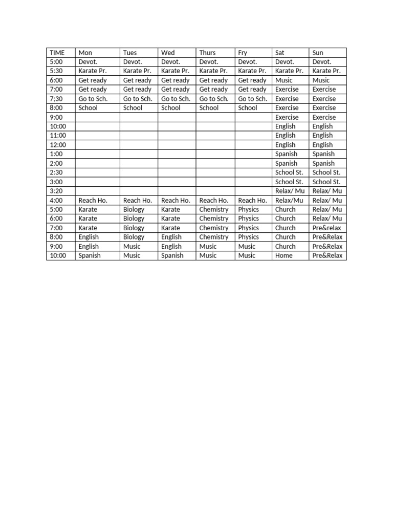 My schedule | PDF