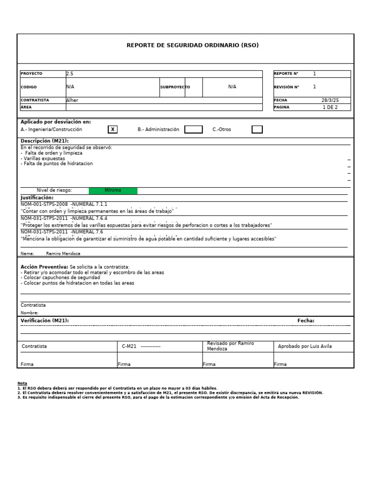 Modelo Rso Alher 011 | PDF