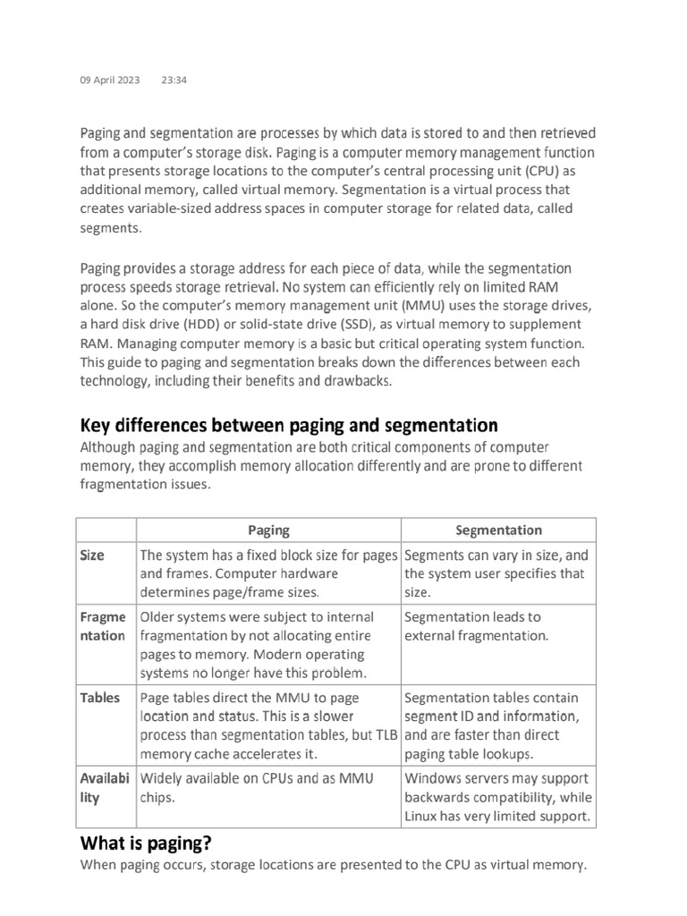 CH2 - Paging and Segmentation | PDF