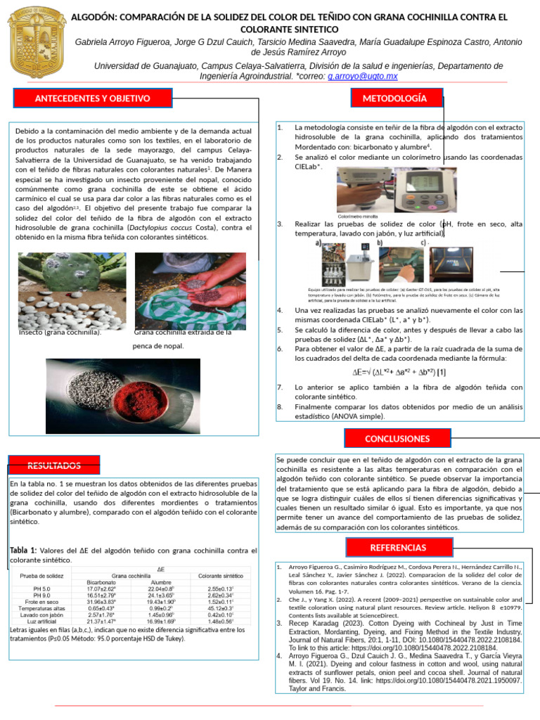 Solidez del color en algodón: grana cochinilla vs. sintético | PDF ...