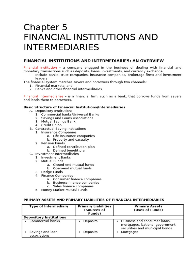 Chapter 5 - Financial Institutions and Intermediaries | PDF | Banks | Interest