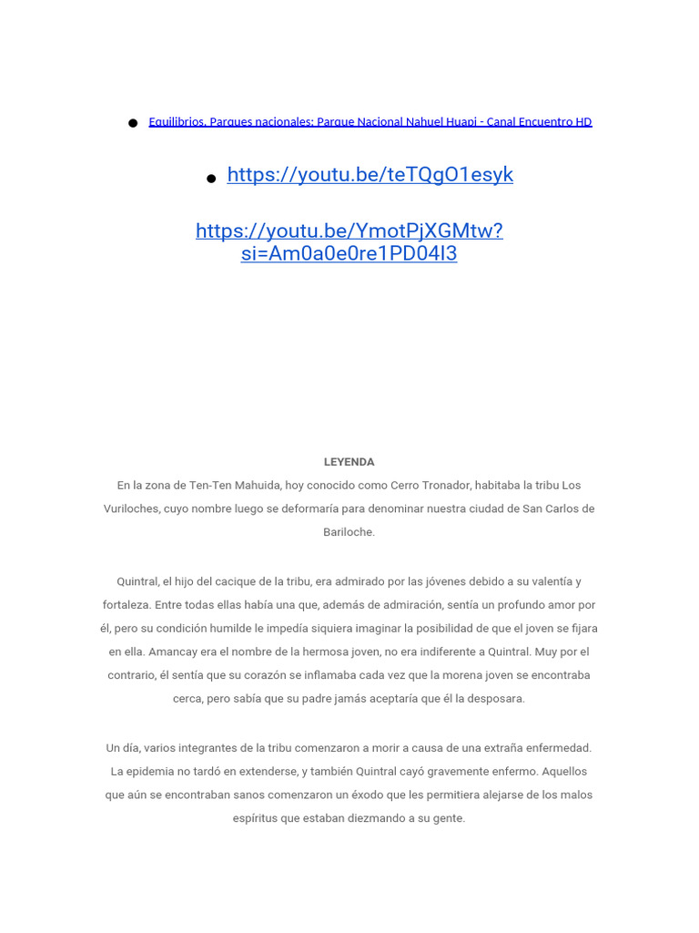 Leyenda de Amancay y Quintral | PDF