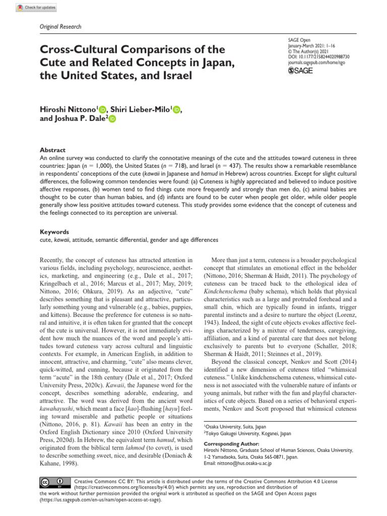 Cross Cultural Comparisons of The Cute A | PDF | Behavioural Sciences