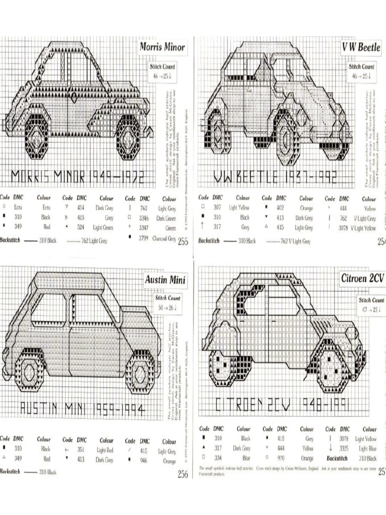 Old Euro Cars Cross Stitch Pattern | PDF