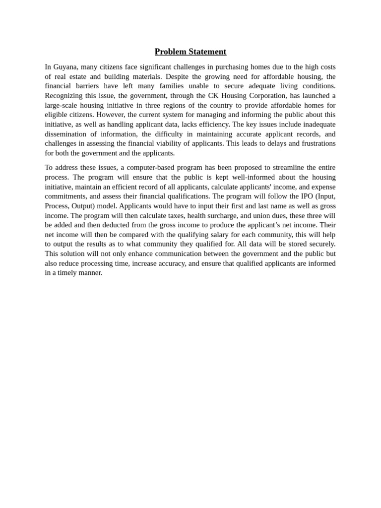 CSEC IT Sample Problem Statement For SBA | PDF