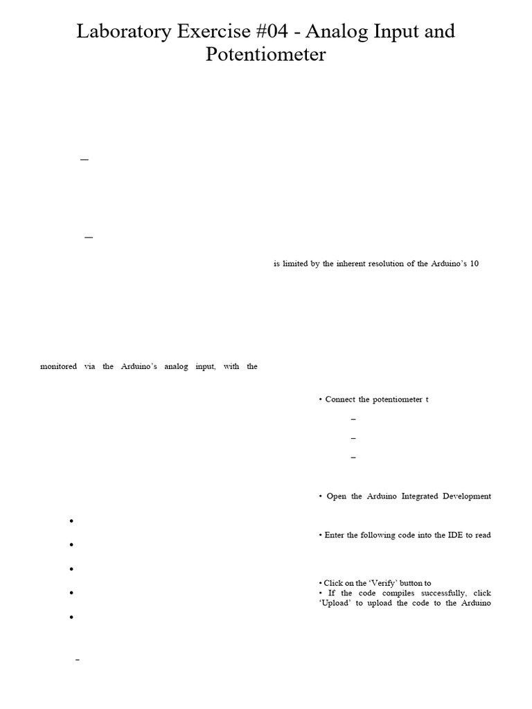 Analog Input and Potentiometer | PDF | Analog To Digital Converter | Arduino