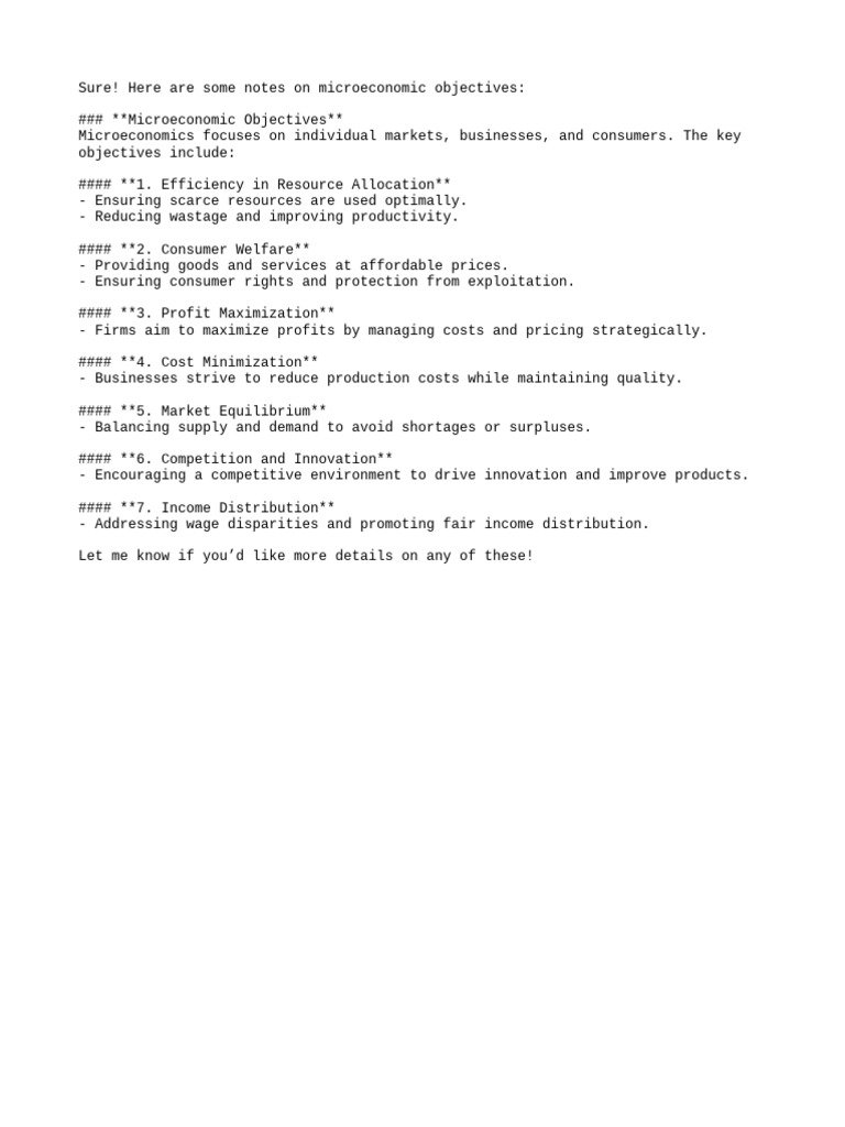 Microeconomic Objectives | PDF