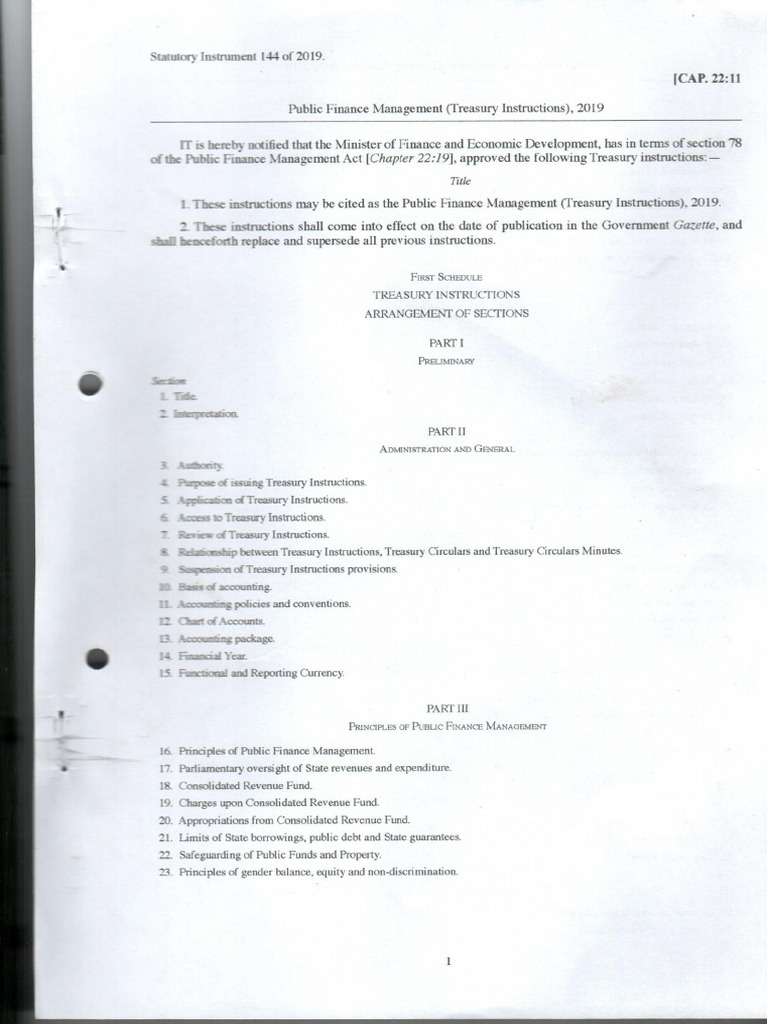 Treasury Instructions | PDF