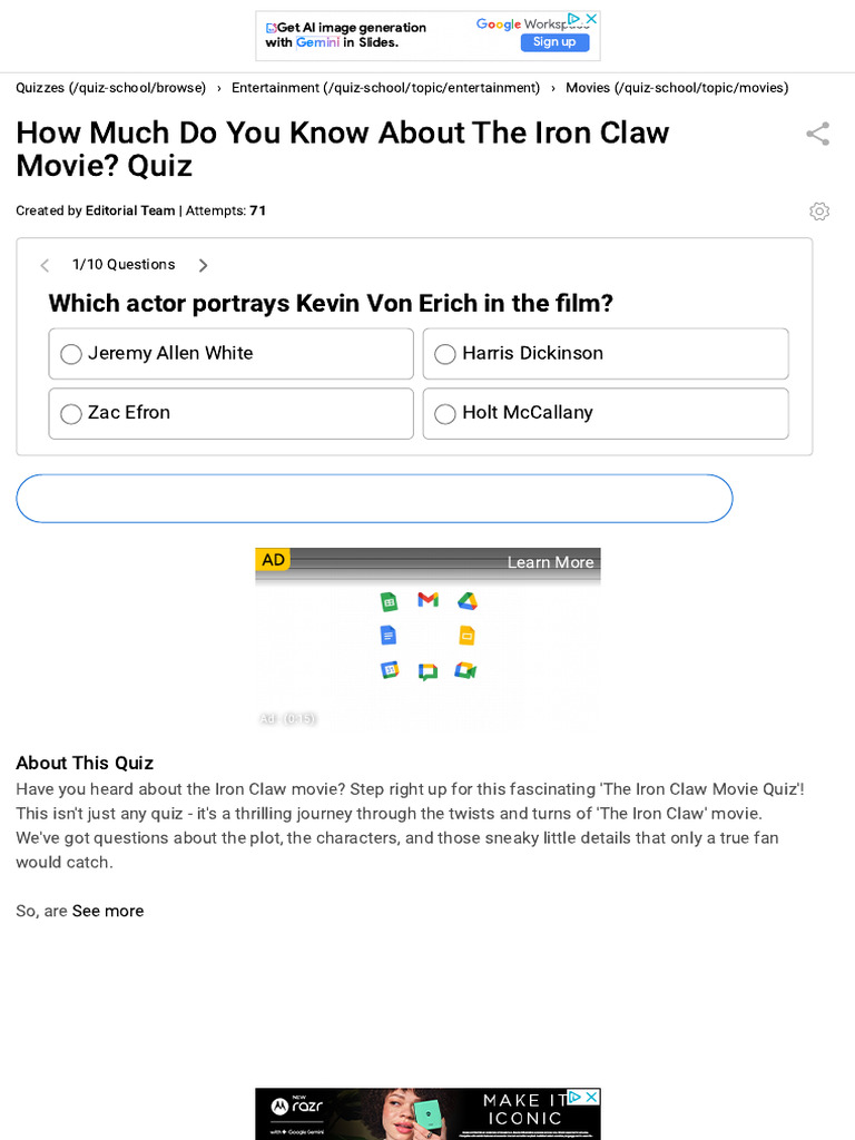 How Much Do You Know About The Iron Claw Movie Qu | PDF | Professional ...