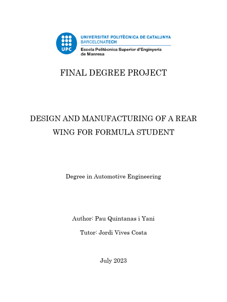 Design of Formula Student Rear Wing | PDF | Boundary Layer | Fluid Dynamics