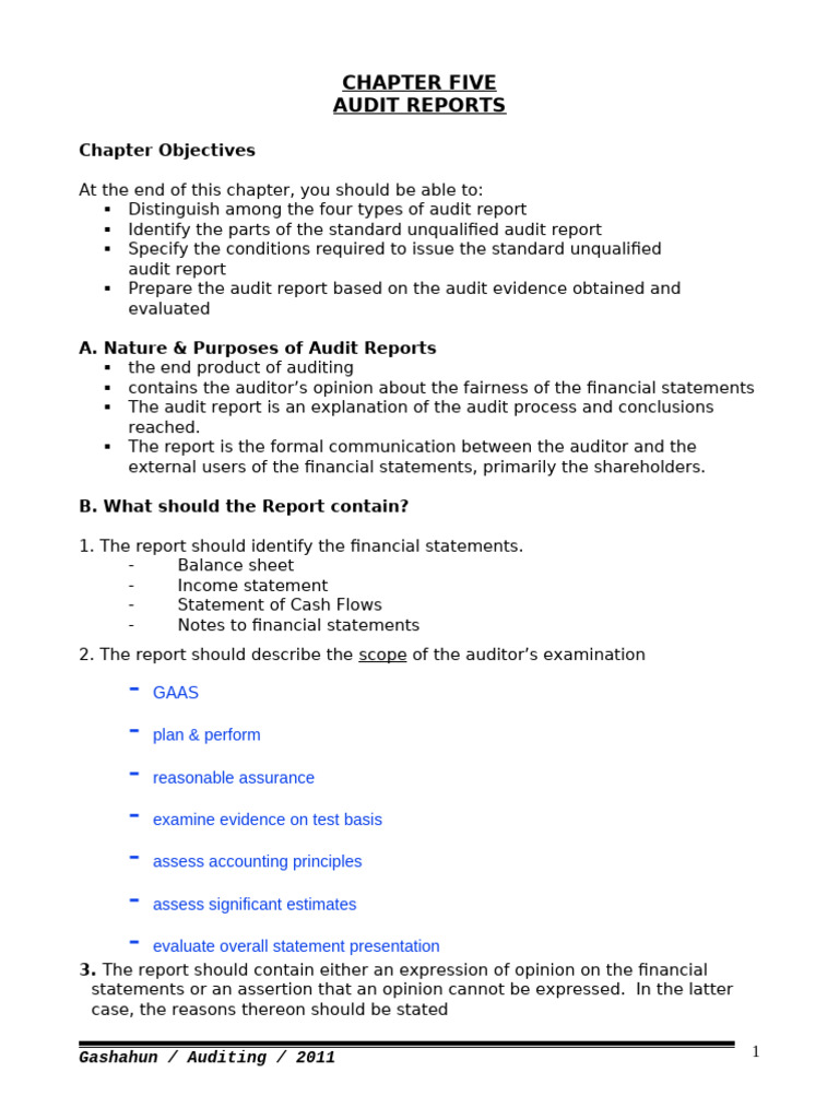 Chapter 5 Audit Reports | PDF | Auditor's Report | Audit