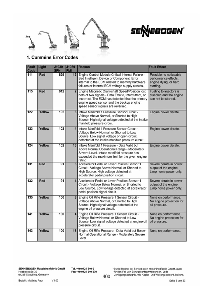 Cummins Error Codes | PDF