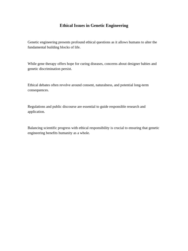 Essay 5 Ethical Issues in Genetic Engineering | PDF