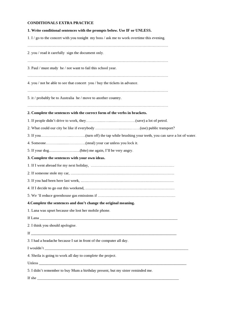 Conditionals Extra Practice | PDF