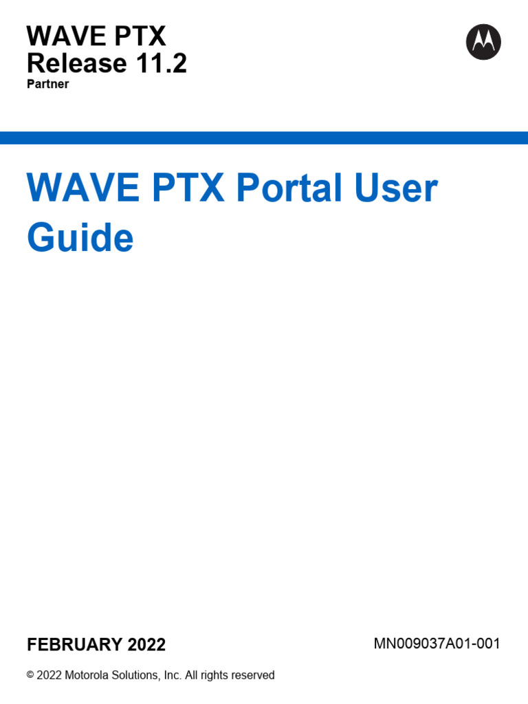 WAVE PTX Portal Partner User Guide | PDF | Copyright | License