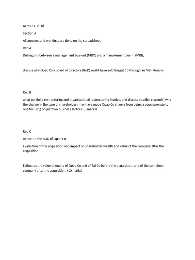 AFM Past Paper Word | PDF