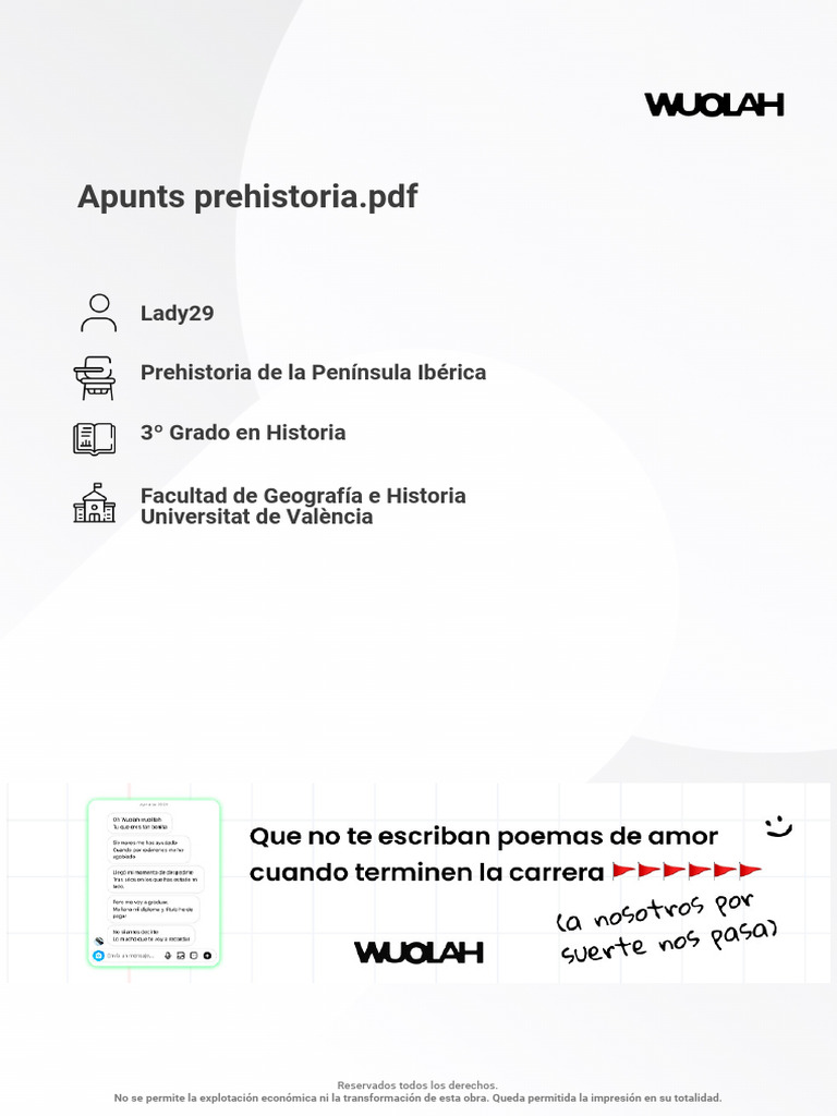 Wuolah-free-Apunts Prehistòria de La Península Ibérica Valenciano | PDF