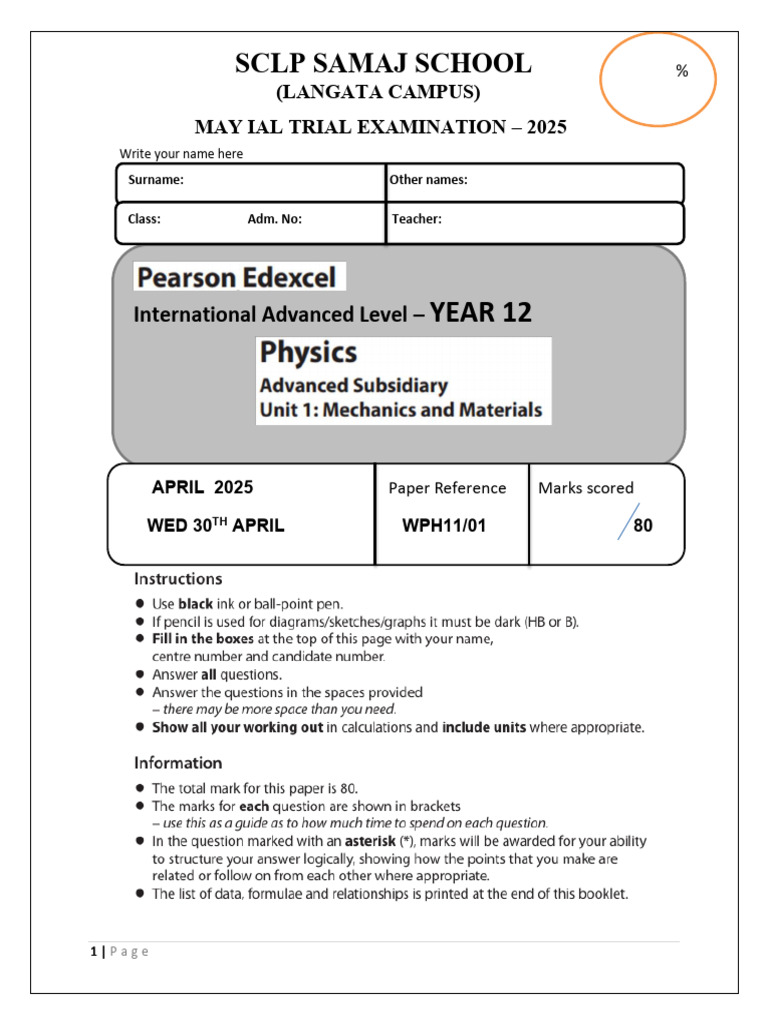 2025 May IAL Prediction Paper Unit 1 | PDF