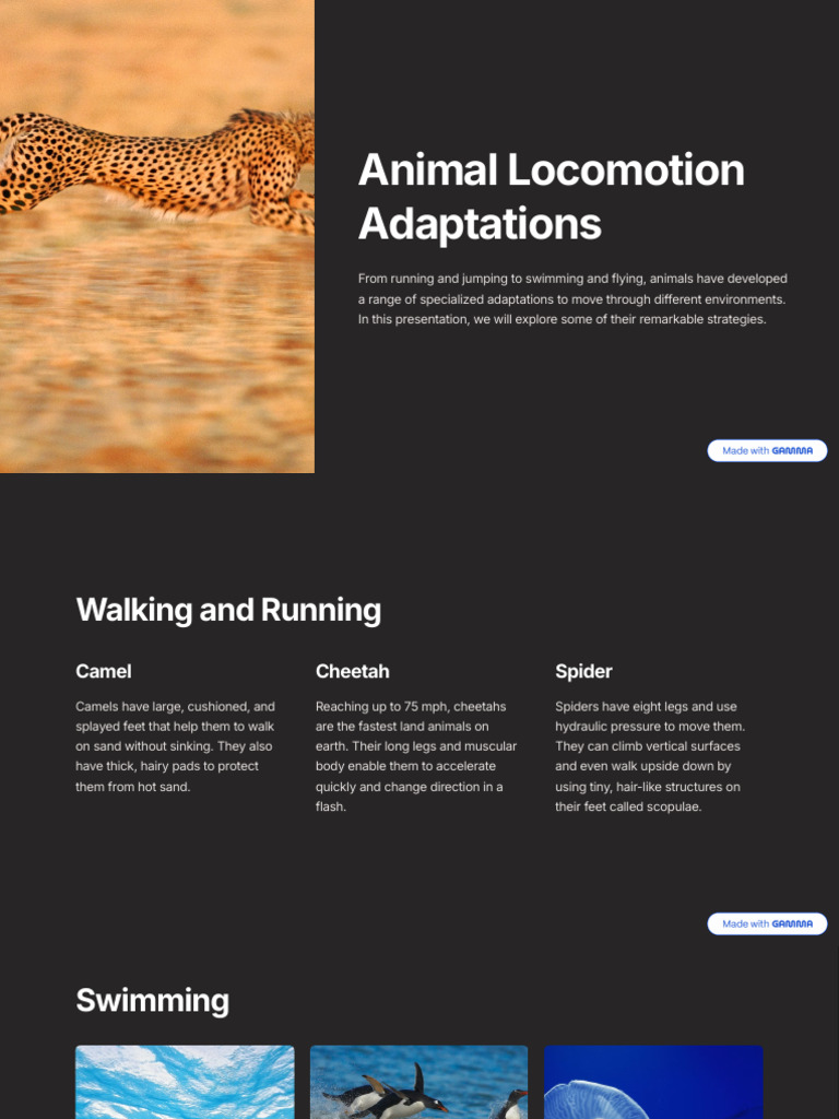 Animal Locomotion Adaptations | PDF | Animal Locomotion | Zoology
