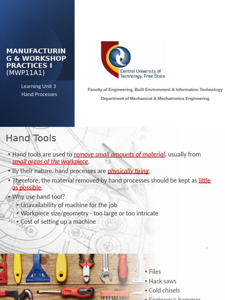 Hand Tools and Processes in Engineering | PDF | Drill | Screw