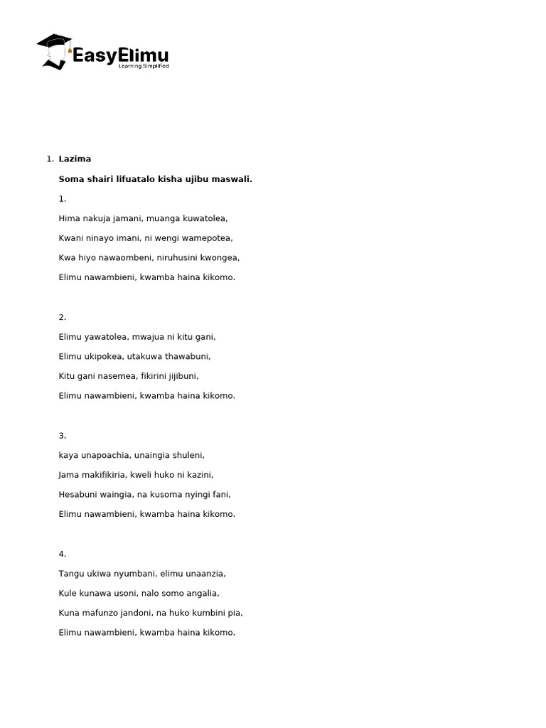 Kiswahili Paper 3 - KCSE 2023 Past Papers Questions and Answers-2356 | PDF