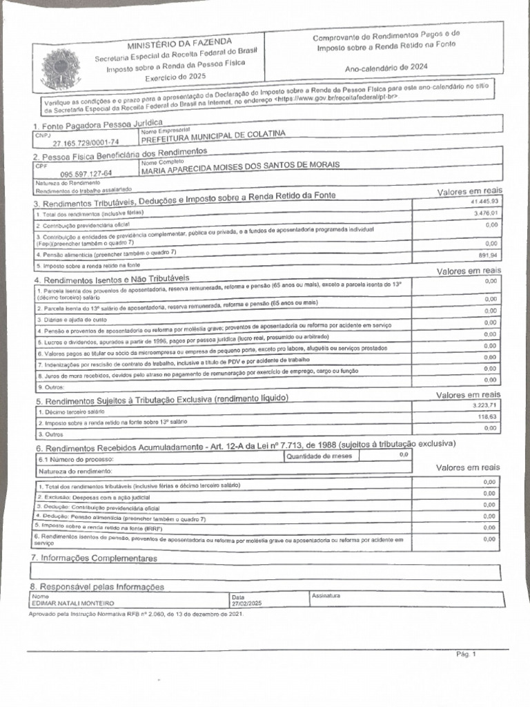 Rendimento Cida 2024 | PDF