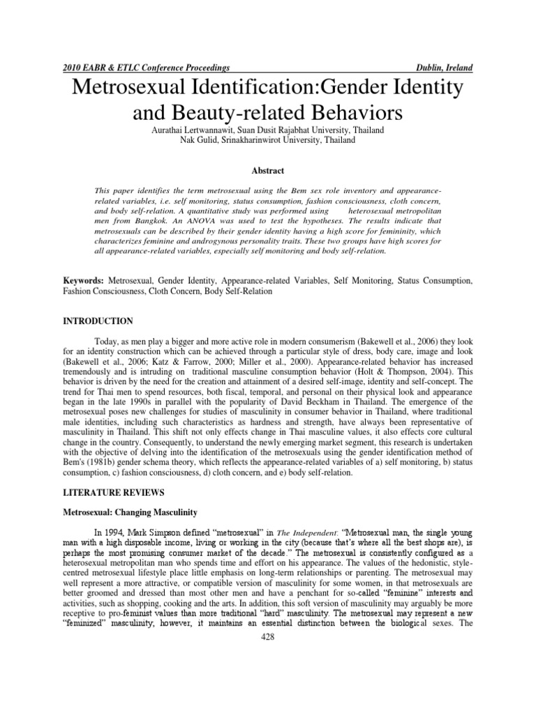 Metrosexual Identification:Gender Identity and Beauty-Related Behaviors ...