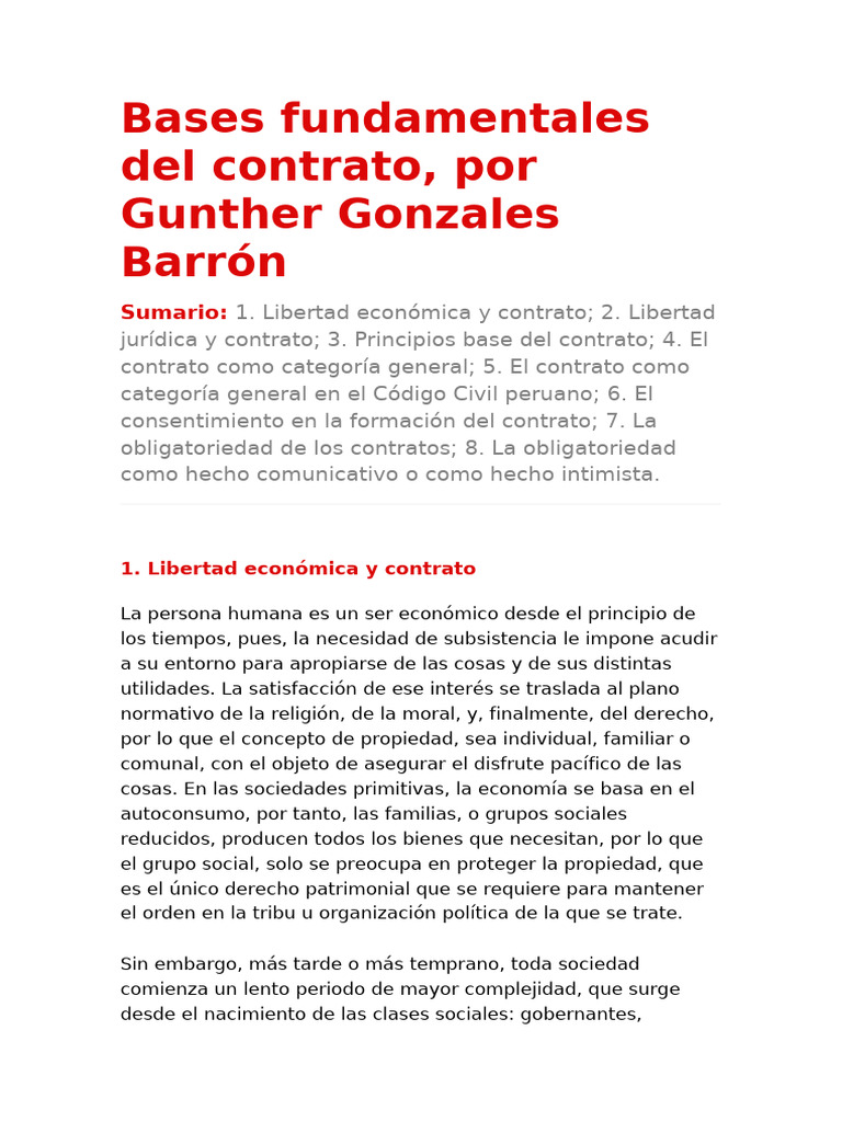 Bases Fundamentales Del Contrato | PDF | Propiedad | Derecho laboral