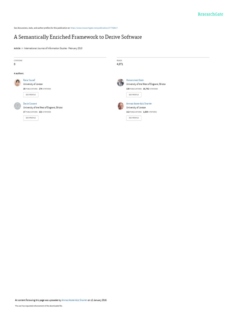 A Semantically Enriched Framework To Derive Softwa | PDF | Service Oriented Architecture ...