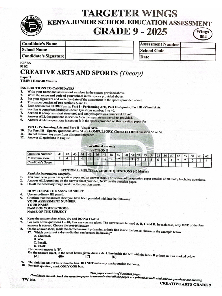 Targeter Wings ? 004 Grade 9 Creativ | PDF
