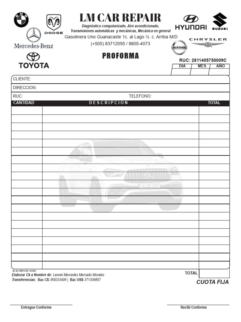 Proforma Carta - LM CAR REPAIR | PDF
