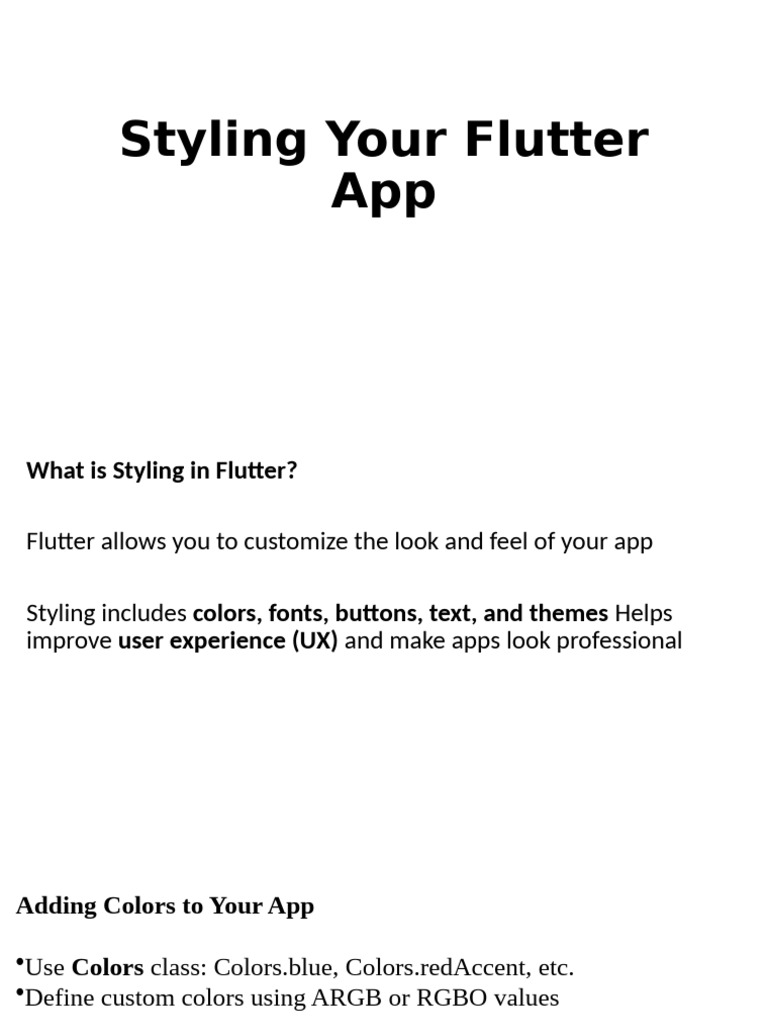 Styling Your Flutter App | PDF