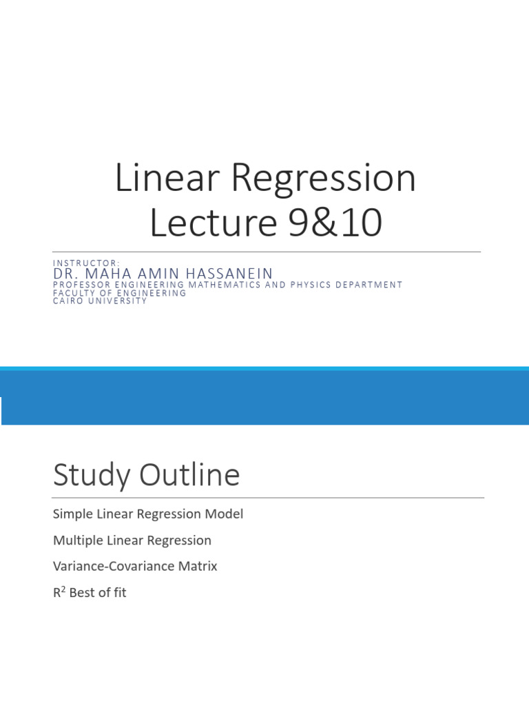 Lecture 9-10 - Updated Vesion S25 - Regression | PDF | Errors And Residuals | Coefficient Of ...