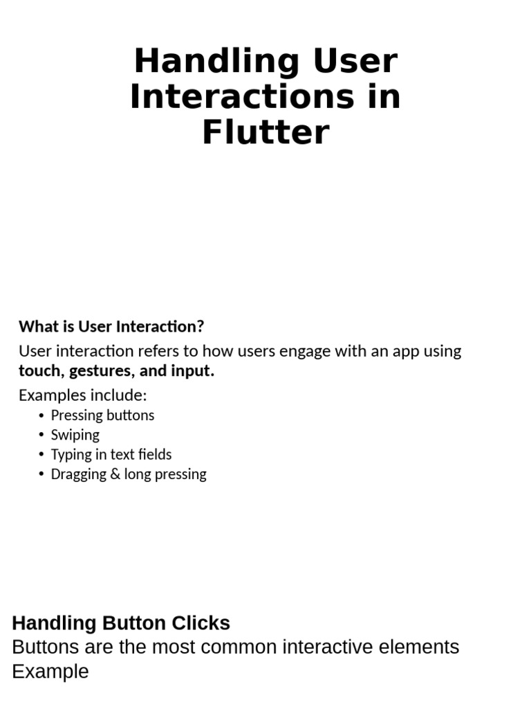 Handling User Interactions in Flutter | PDF