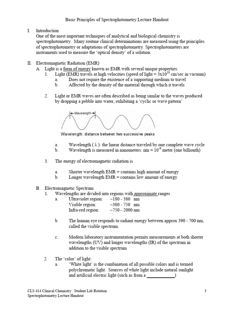10.1 - Spectro Lecture Handout | PDF | Spectrophotometry ...