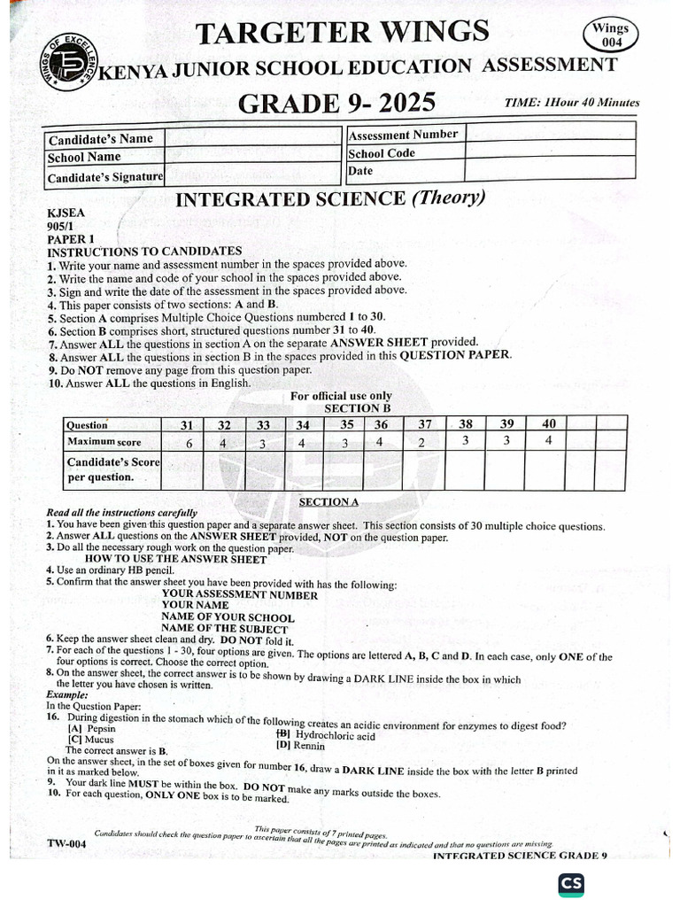 Targeter Wings 004 Inter Grade 9 | PDF
