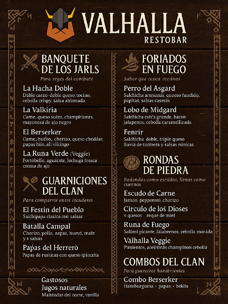 Menu Valhalla Vikingo | PDF