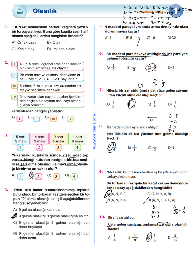7 Olasilik Deneme 1 | PDF